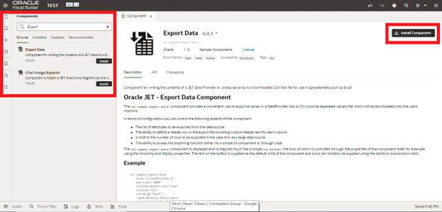 CSV export functionality in Oracle VBCS
