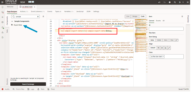 CSV export functionality in Oracle VBCS