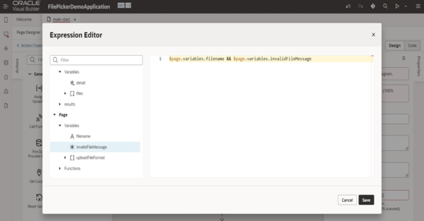 How To Upload a File In VBCS Using File Picker?