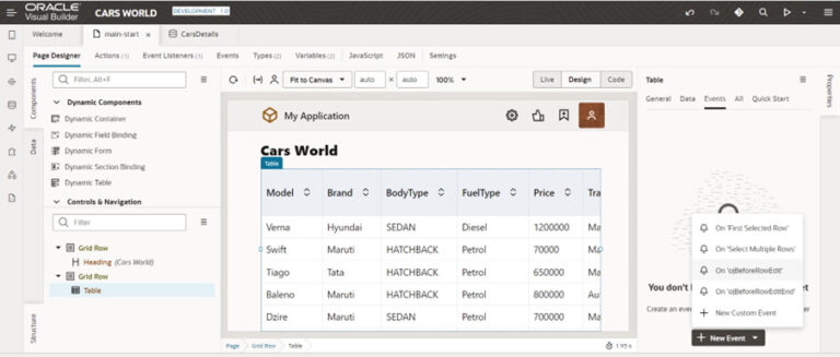 How To Create Editable Table In Vbcs