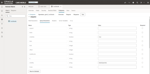 How to Filter Data using Q Parameter in Oracle VBCS?