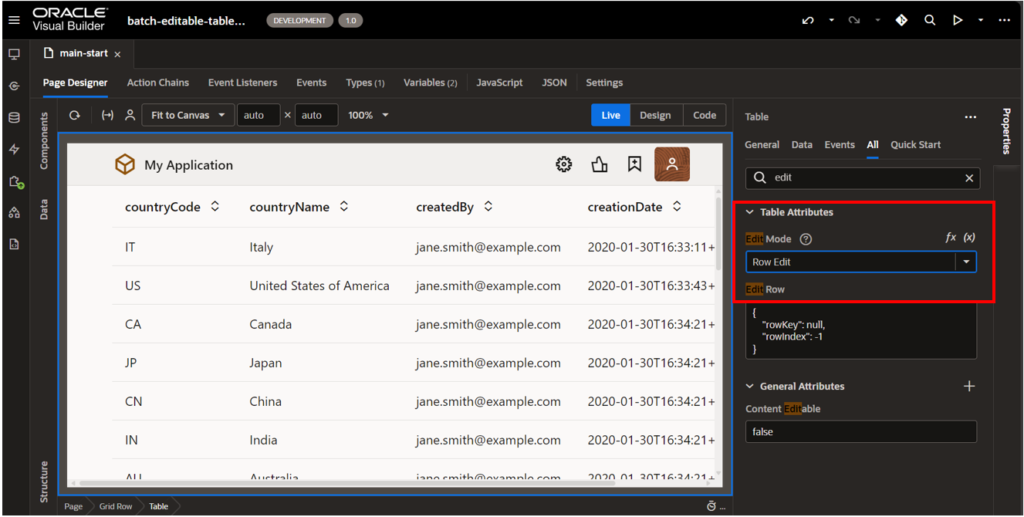 How To Create An Editable Table Using Buffer Data Provider In Vbcs